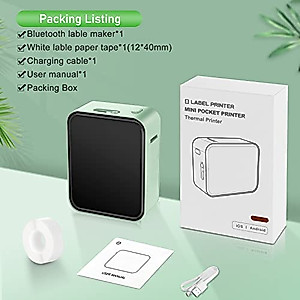 Vasttron Label Maker Machine Thermal Bluetooth Label Printer with Tape Inkless Rechargeable Mini Labeler Small Handheld Sticker Maker with Multiple Templates for Office Home Storage Organizing