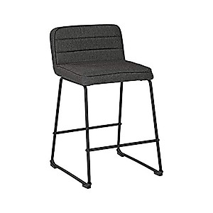 Signature Design by Ashley Nerison 26" Modern Upholstered Counter Height Bar Stool, 2 Count, Dark Gray