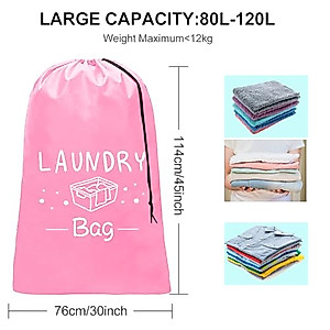 Sylfairy 2 Pack Extra Large Travel Laundry Bag, Dirty Clothes Organizer with Drawstring,Heavy Duty Travel Laundry Bags,Easy Fit a Laundry Hamper or Basket Travel Essentials