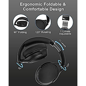 Vsonus H88 Active Noise Cancelling Headphones, Wireless Over Ear Bluetooth Headphones, 40H Playtime, HiFi Deep Bass Sound, Folding, Comfortable Earpads for Airplane, Travel, Home Office (Black)