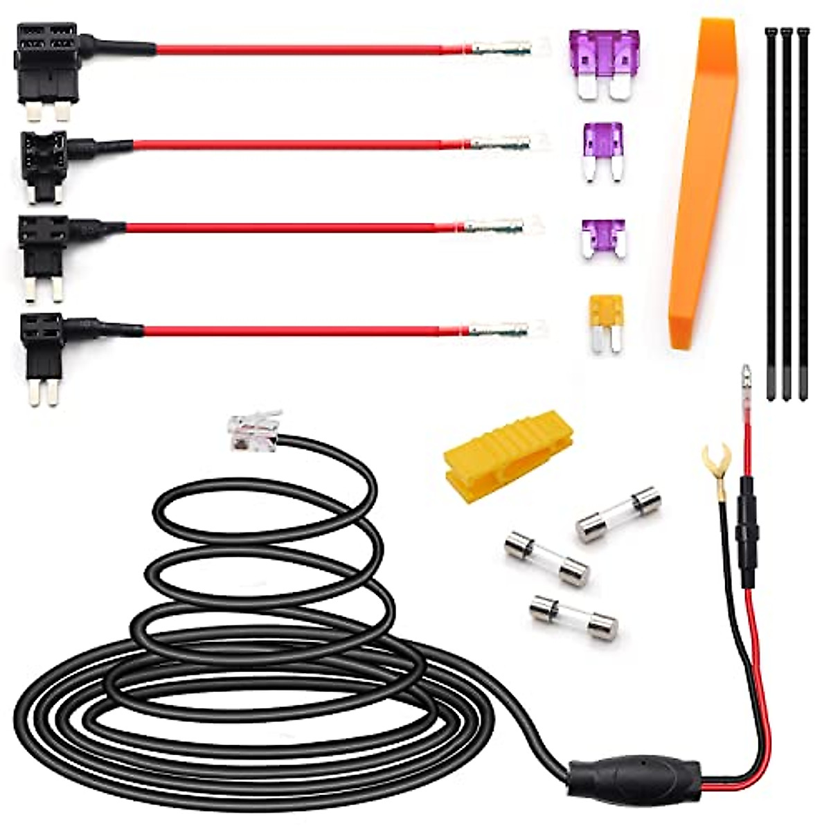 Aienxn Radar Detector Hardwire Kit,Direct Wire Wiring kit,Radar Detector Quick Connection Plug and Play Power Cord Cable,with RJ-11 Telephone Style Jack Radar Detector (13FT) Q-014