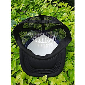 Ocean Shark Floral Sea Fish Youth Adjustable Mesh Hats Baseball Trucker Cap for Boys and Girls (One Size, Black 1)