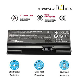 NH50BAT-4 41Wh Laptop Battery for PROSTAR Clevo NH50ED HASEE G7-CT7NA GIGABYTE Gigabyte A5 X1 SHINELON T3 PRO MEDION MD64300 SYSTEMAX System76 Gazelle Sager G58R MIFCOM EG5 i7-GTX 1660 Ti 14.6V