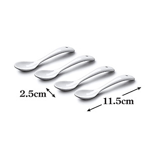 WM Bartleet & Sons 1750 TSET153 Set of 4 Traditional Porcelain Condiment Spoons for Jam, Sugar and Sauces (11cm) – White