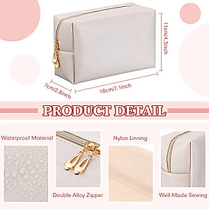 Kigeli 15 Pcs Aesthetics Makeup Bag PU Leather Cosmetic Bag Makeup Pouch Bulk Plain Cosmetic Pouch Waterproof Toiletry Bag for Christmas Party Gift Travel Cosmetic Organizer for Women(Ivory White)