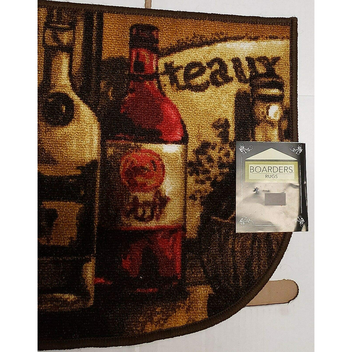 THE RAISE Kitchen Rug, Kitchen Mat, Printed Nylon Rug (nonskid) 18"x30" 4 Wine Bottles & 2 Glasses,D Shape