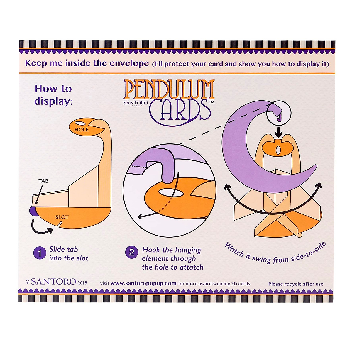 SANTORO Pendulum, 3D Pop Up Greeting Card - Floral Hanging Basket - For Her, For Mum, Birthday, Mothers Day, Any Occasion