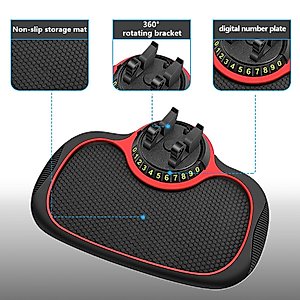 AIIONP Anti-Slip Dashboard Mount for Smartphones, 360 Rotation, Temporary Parking Number Material, Non-Slip, Compatible with Most Smartphones