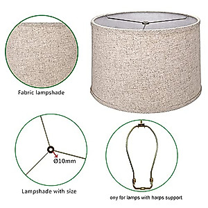 TOOTOO STAR Brown Lamp Shade Medium Drum Lampshade for Chandeliers Floor Light and Table Lamp 13x14x9 inch, Natural Linen Hand Crafted, Spider