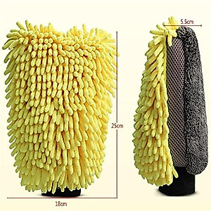 InfantLY Bright Dual-Sided Car Wash Mitts，Car Microfiber Chenille Gloves Thick Cleaning Mitt Scratch-Free Auto Care Double-Faced Glove for Clean Cars Trucks Motorcycles