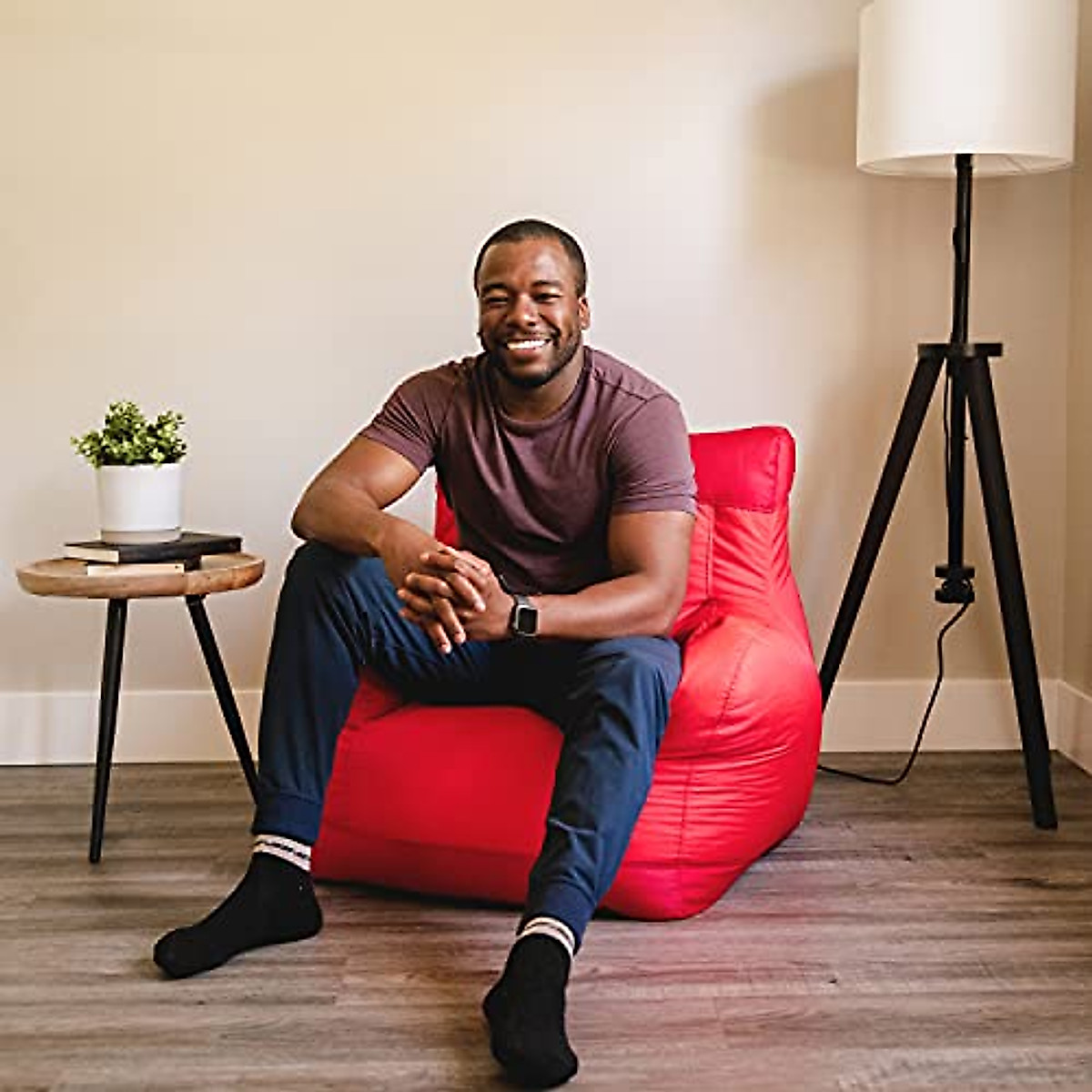 Big Joe Dorm Bean Bag Chair with Drink Holder and Pocket, Sapphire Smartmax, 3ft & Dorm Bean Bag Chair with Drink Holder and Pocket, Two Tone Red Smartmax, 3ft