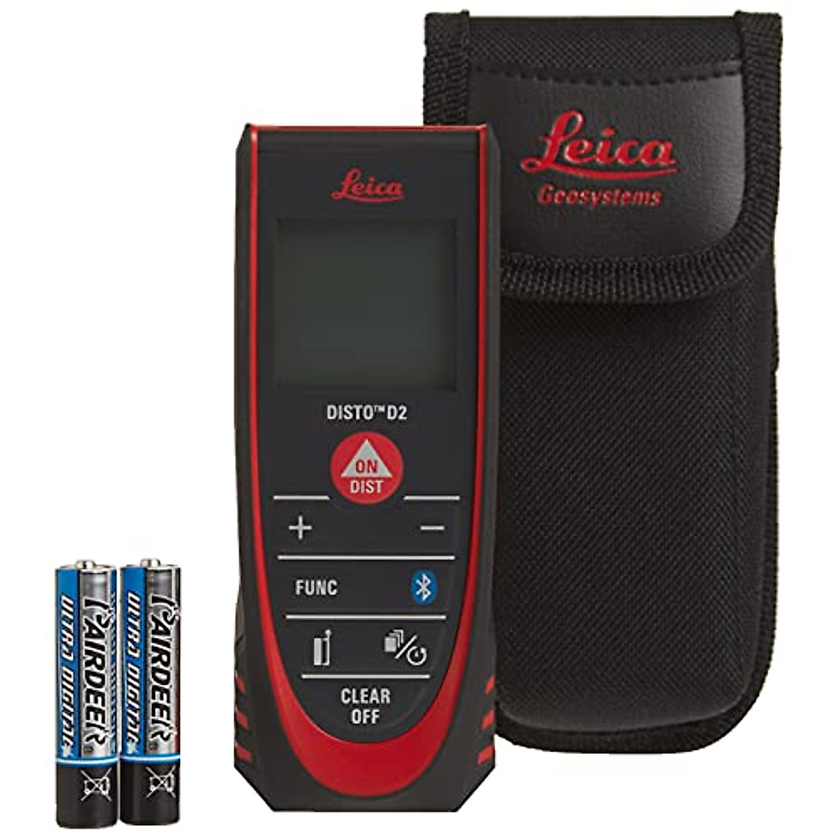 Leica 838725 DISTO D2 New 330ft Laser Distance Measure with Bluetooth 4.0, Black/Red, 1.7 x 1 x 4.6 inches