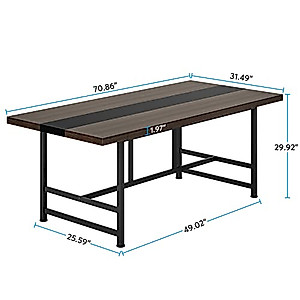 Tribesigns Dinning Table for 6 People, 70 inches Home & Kitchen Table, Wood Large Dinning Room Table with Metal Frame for Family Gathering or Party (Rectangular), W70.86 * D31.49 * H29.92 in