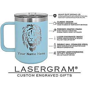 LaserGram 15oz Vacuum Insulated Coffee Mug, Flag of Puerto Rico, Personalized Engraving Included (Light Blue)