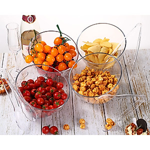 8 Pcs Acrylic Bowls Angled Plastic Bowls with Tongs Clear Salad Serving Bowls Thick Acrylic Serving Bowls for Parties Snack Candy Bowls Buffet Containers for Pasta, Chips, Fruit, Prep