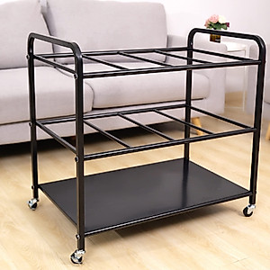 LXLA Extra Large Rolling Yoga Mat Storage Cart with 2 Lockable Wheels, Black Foam Rollers Rack for Gym Studio Office Fitness Class, Narrow Runner Rug Holder (Size : 31.5×19.6×27.5 in)