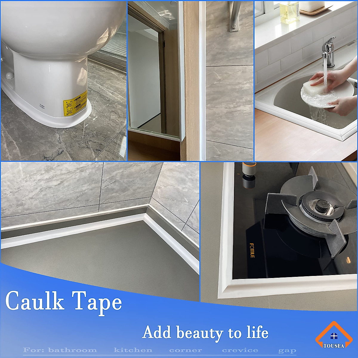 White Caulk Tape Waterproof Self Adhesive,White Bathroom Caulk Toilet Caulk Strip Bathtub Sealing Strip Tape for Bathroom Caulking Tape Shower Caulk