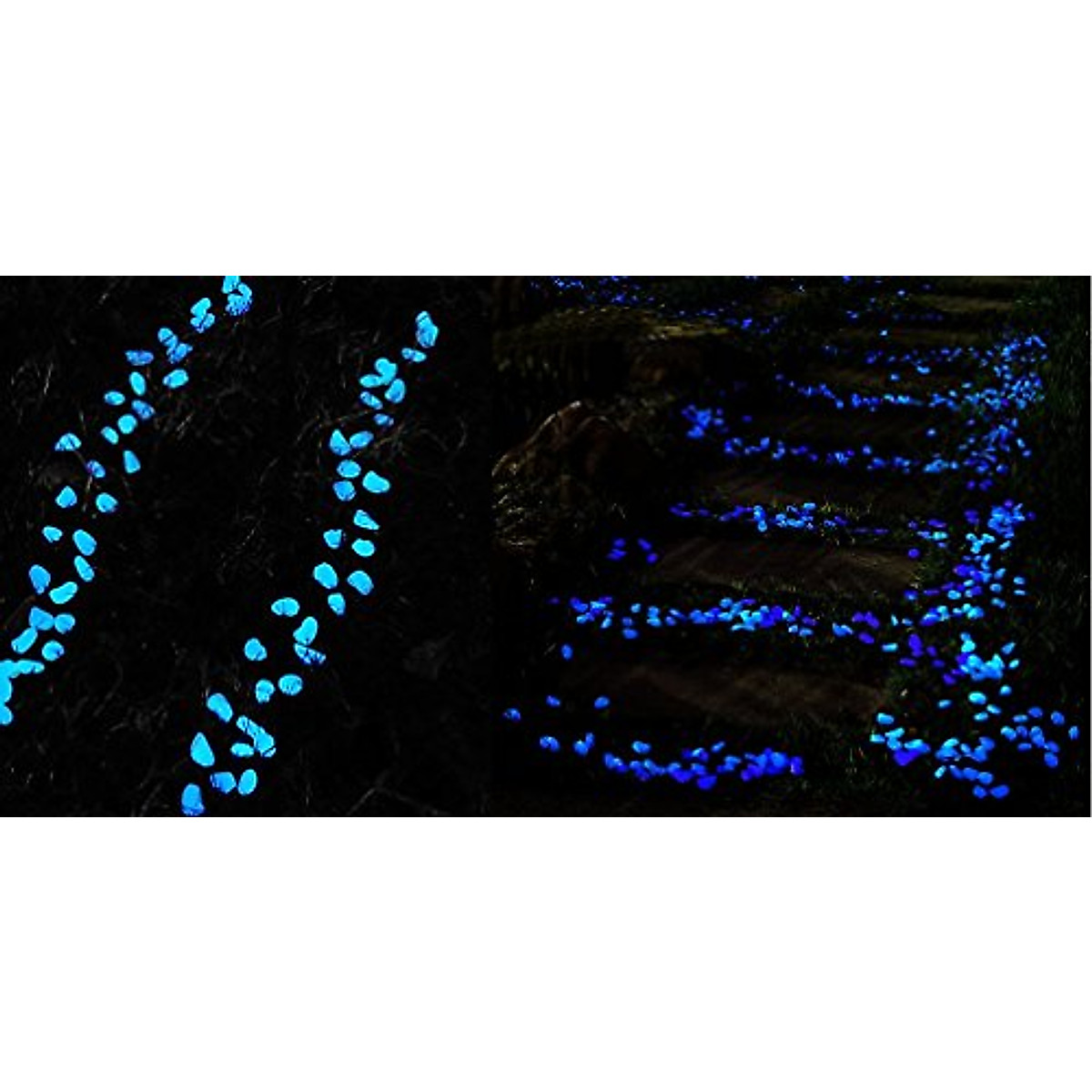 TR318 Glow in The Dark Garden Pebbles Stone for Walkway Yard and Decor DIY Decorative Gravel Stones in Blue(100PCS)