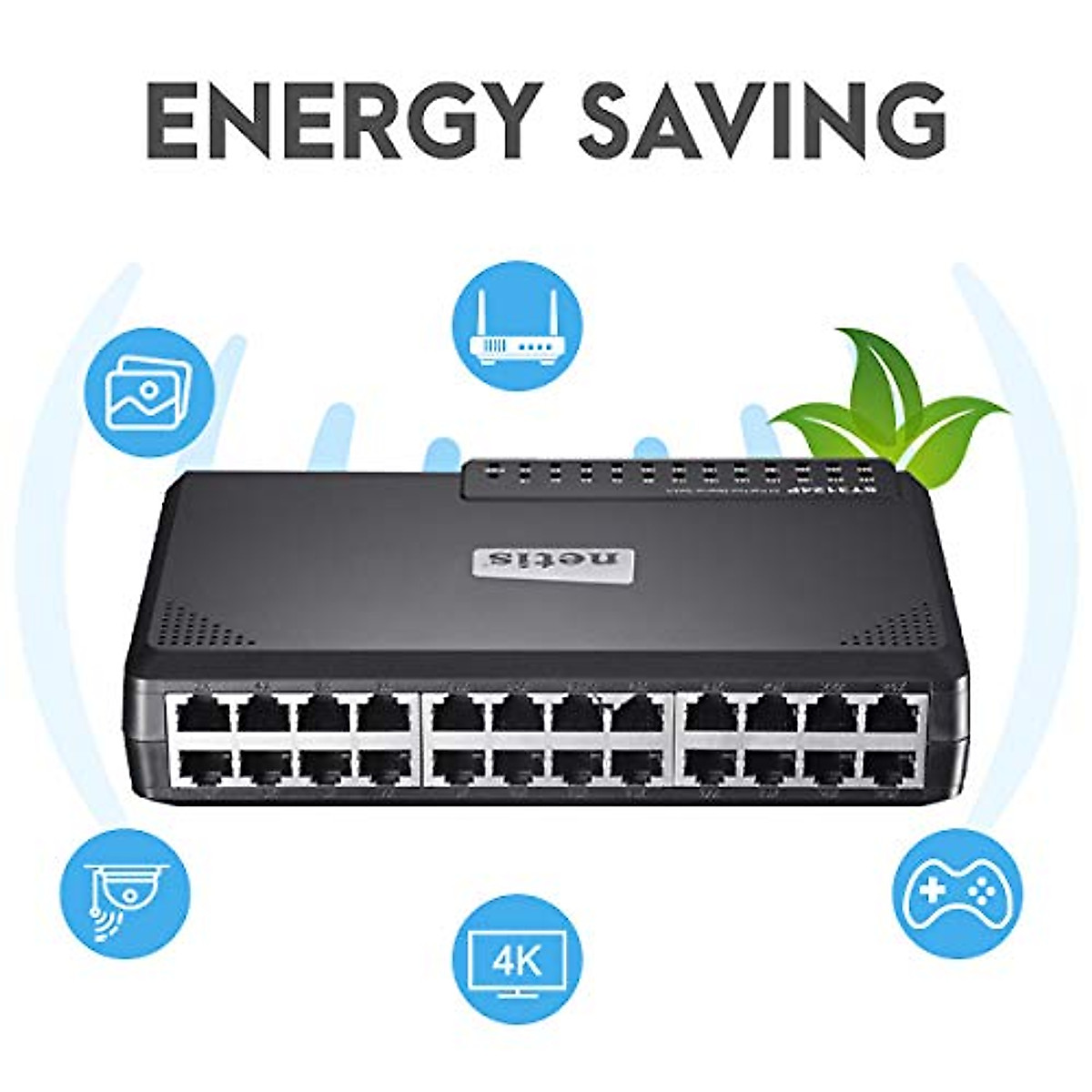 Netis ST3124P 24 Port 10/100Mbps Fast Ethernet Rackmount Switch with Plug-and-Play | Auto MDI/MDI-X, Desktop Ethernet Splitter and Hub, Plug and Play, Traffic Optimization, Compact Design