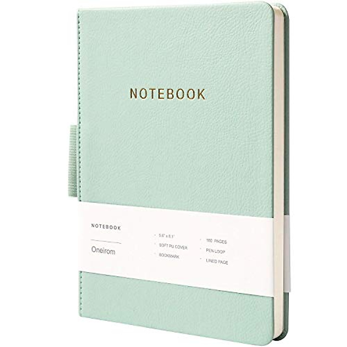 A5 Classic Notebook Journal, 5.6 X 8.1 inches,Hard Cover,160 Premium Thick Pages,Fine PU Leather, College Ruled Notebook with Pen Holder,1 Ribbon Bookmark for Journaling Writing Note and Planner