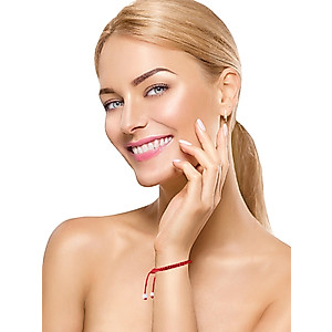 Gejoy 12 Pieces Handmade Kabbalah Red String Bracelet Adjustable Luck Bracelet with 2 Pieces White Bead for Success