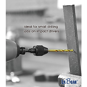LaBear Drill Chuck Adapter 1/4" Hex Shank to Hold 0.3-6.5mm & LaBear 51-Piece Security Bit Set