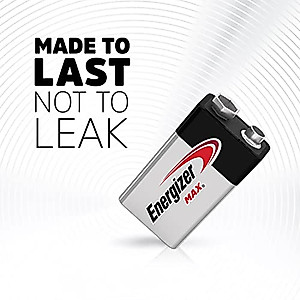 Energizer MAX 9V Batteries (2 Pack), 9 Volt Alkaline Batteries - Packaging May Vary