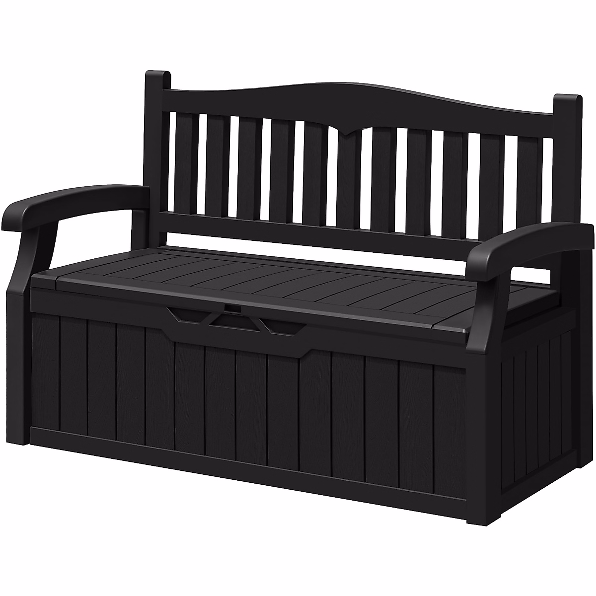 Greesum 70 Gallon Storage Bench Outdoor Deck Box with Armrest, Patio Furniture,Lockable, Waterproof and UV Resistant, Suitable for Garden, Pool, Black