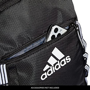 adidas Excel 6 Backpack, Black/White 3 Stripe Webbing, One Size