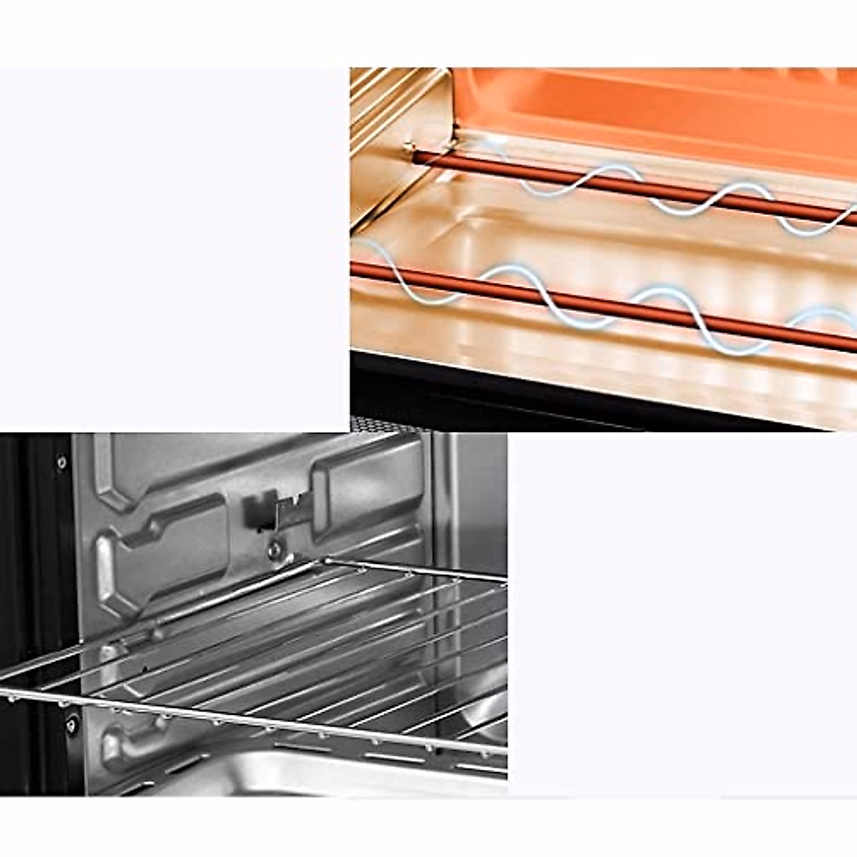 Mini Ovens 360° Rotating Fork Black Electric Oven, Household 1500W Baking Multi-Function Electric Oven, 32L Large Capacity Upper and Lower Independent Temperature Control Small Oven