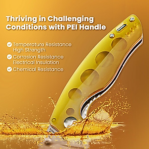 Kizer Towser K Folding Pocket Knife, 3.39" 154CM Blade EDC Knife with Yellow PEI Handle, Small Camping Knife with Liner Lock, Hiking Survival Knife with Thumb Stud Opener, V4593C5