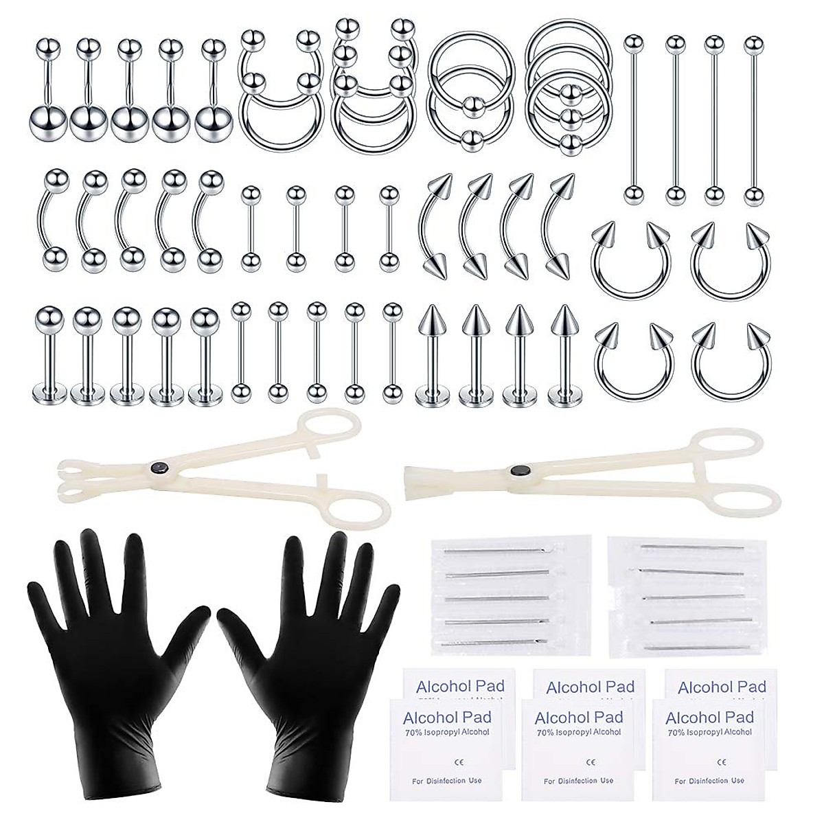 Xpircn Piercing Kit 14G 16G Body Piercing Jewelry Kit Tool, Catheter Piercing Needles Mixed 14G 16G 18G 20G IV Catheter Needles