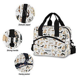 Breeds Drawn Dogs Custom Lunch Bag for Women Men Customized Insulated Cooler Lunch Tote Box for Adult Leakproof Thermal Lunch Tote Bag Lunch Box