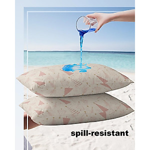 Edwiinsa Outdoor Pillow Covers Waterproof, Minimalist Christmas All Weather Cushion Case Set of 2, Cartoon Blush Pink Xmas Pine Tree Lumbar Pillowcase for Sofa Couch Bed Decor Patio Furniture 20"x12"