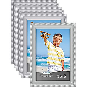 Icona Bay 4x6 Picture Frames (Gray, 6 Pack), Beautifully Detailed Molding, Contemporary Picture Frame Set, Wall Mount or Table Top, Inspirations Collection