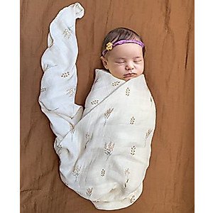 Leyl&Ari Muslin Swaddle Blanket | Receiving Blankets for Baby Boy Girl | Floral Swaddle Blanket (Wild Herbs)