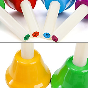 Tosnail 8 Note Metal Hand Bells Colorful Musical Percussion Musical Toy Instruments for Kids, Children
