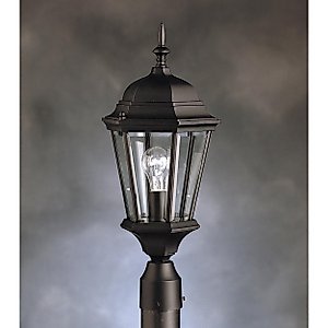 Kichler Madison 21.75" Outdoor Post Light in Black, 1-Light Exterior Fixture with Clear Beveled Glass, (21.75" H x 9.5" W), 9956BK