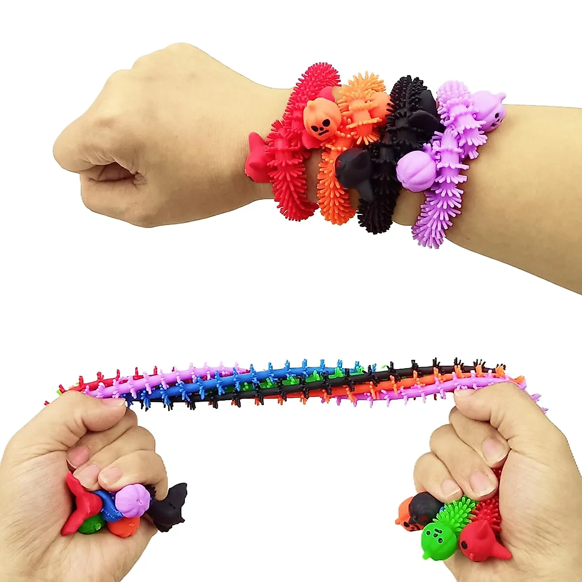 Jofan 24 Pack Halloween Stretchy String Fidget Sensory Toys for Kids Boys Girls Halloween Party Favors Halloween Treat Bags Gifts