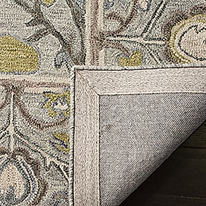 SAFAVIEH Roslyn Collection 4' x 6' Light Grey/Multi ROS908A Handmade Floral Wool Area Rug