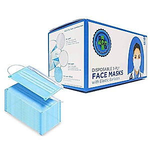 ABFIRE Non-Woven Fabric 3 Ply Disposable face Covers, Blue,Mouth Masks,50COUNT