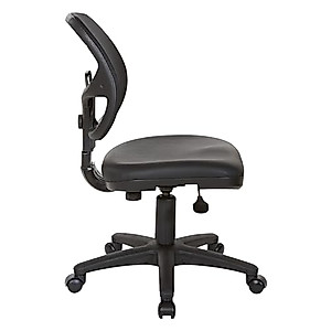 Office Star EM Series Mesh Screen Back Office Task Chair with Built-in Lumbar Support and Adjustable Back, Black Vinyl