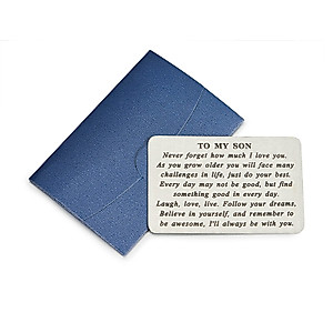 YYQX Son Gifts from Mom To My Son Wallet Card Inspirational Encouragement Graduation Birthday Back To School Gifts for Son Boys Men