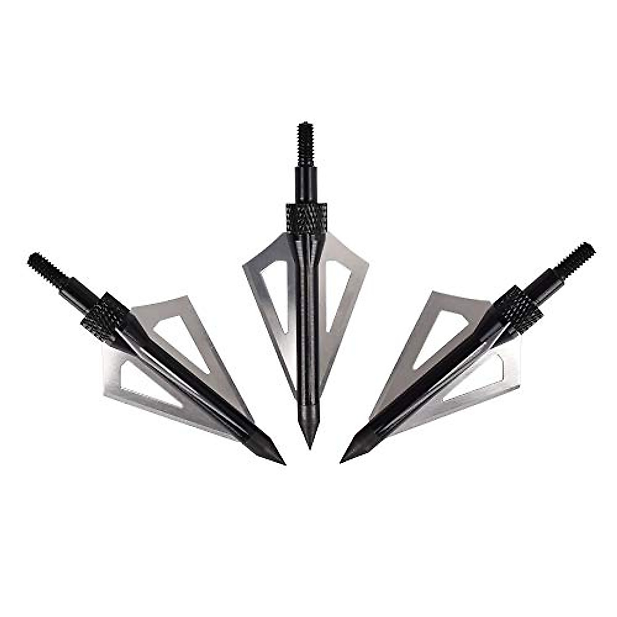 Hunting Broadheads, 12PK 3 Blades Archery Broadheads 100 Grain Screw-in Arrow Heads Arrow Tips for Crossbow and Compound Bow Black(Pack of 12)