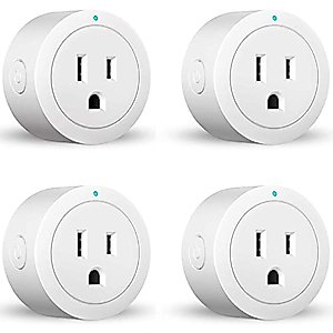 Smart Plug Amysen - A Certified & Alexa, Echo & Google Home – Only WiFi 2.4G (4- Pack) (C LED Green)