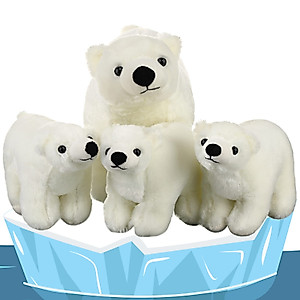 Zubebe 4 Pcs Polar Bear Stuffed Animal Set Large White Stuffed Bear Soft Polar Bear Plush Toy Cuddly Bear Gifts for Birthday Christmas Decoration (Polar Bear Style)(Polar Bear Style)