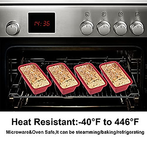 Silicone Mini Loaf Pan Set of 4, NonStick Easy Release Rectangle Silicone Mini Cake Pan for Baking Bread, Flexible BPA Free Silione Baking Mold and Bread Mold, Toast Pan, Brownie Loaf Pan, Cake Mold…