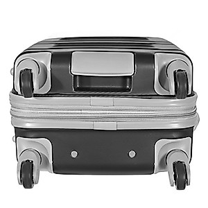 Olympia Denmark 21 Inch Expandable Carry On 4 Wheel Spinner Multiple Grip Luggage Suitcase with Aluminum Locking System and Interior Divider, Laptop compartment, Black