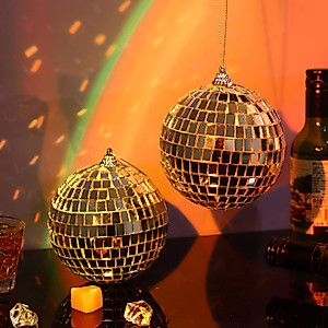 12 Pack 4 Inches Disco Light Mirror Ball Large Silver Hanging Disco Ball with Hanging Ring Disco Ball Party Decorations for Party Retro Home Bands Decorations, New Years Celebration