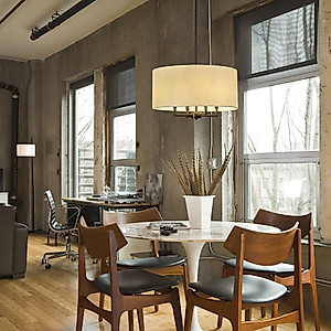 Globe Electric 67000065 4-Light Chandelier, Matte Black, Beige Fabric Shade, Ceiling Light, Chandeliers for Dining Room, Ceiling Light Fixture, Lights for Room Décor, Bulb Not Included